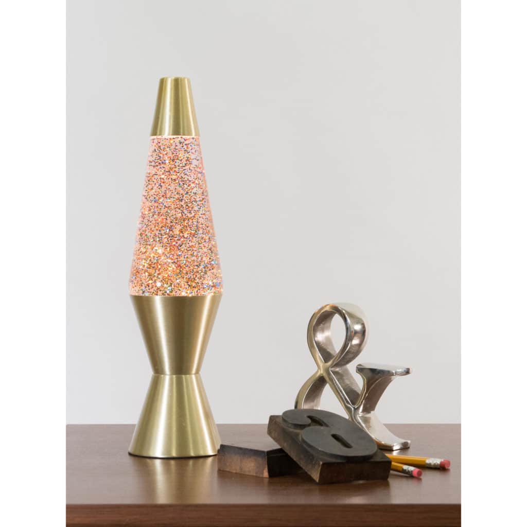 14.5" LAVA® Lamp Rainbow Glitter | Gold Base Instant-Start Lamp