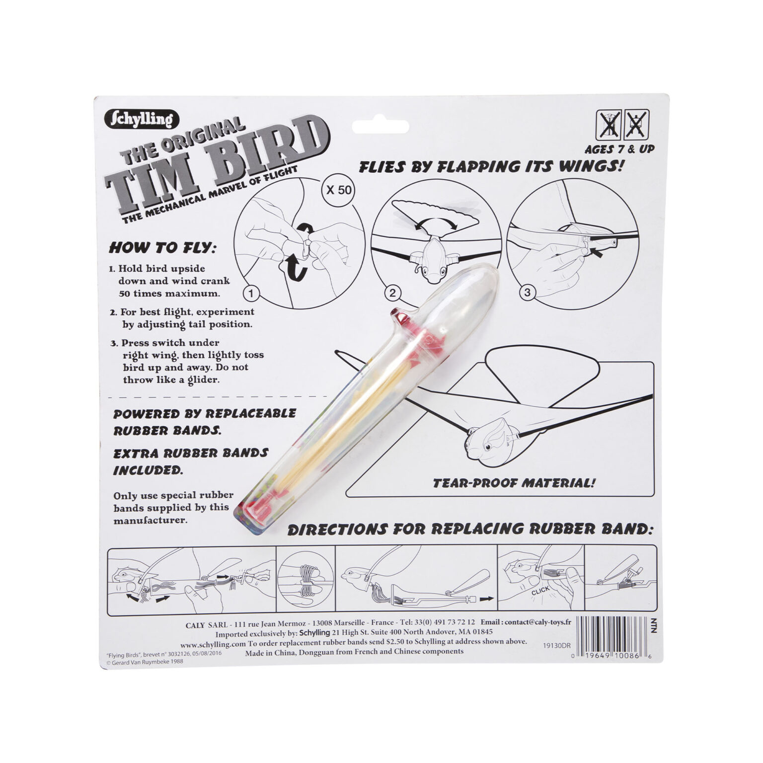 The Original Tim Bird Flying Toy - Rubber Band-Powered Flying Toy